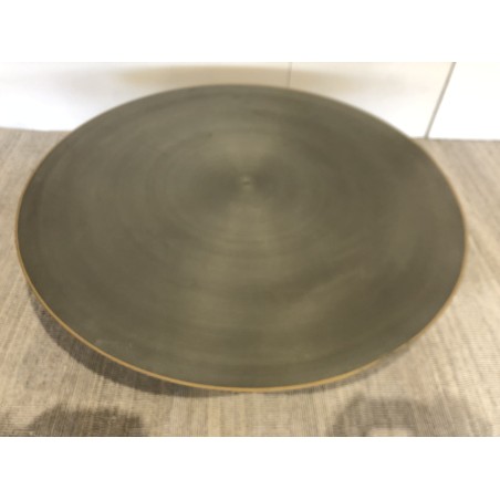 Round coffee table 120x120cm in black iron with gold trim | SECOND-HAND