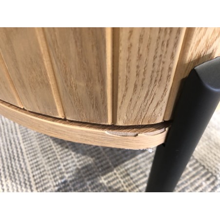 Table de chevet bois 1 porte style rétro pin marron | Seconde Vie