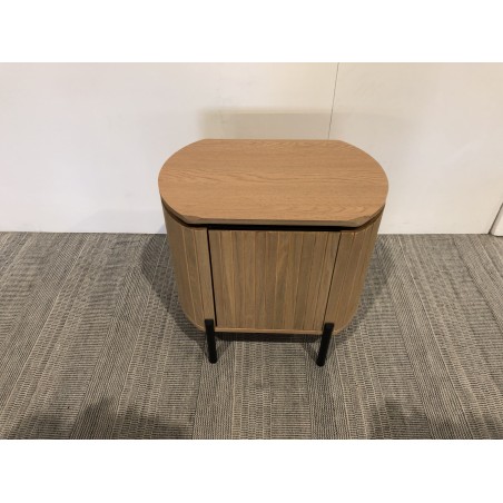 Table de chevet bois 1 porte style rétro pin marron | Seconde Vie